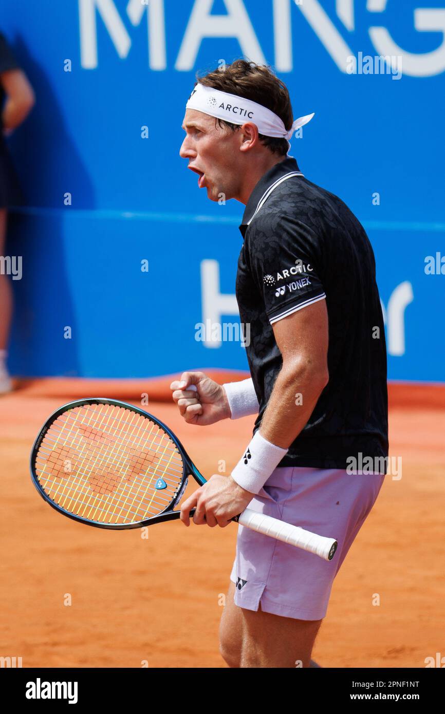 Barcelona, Spain. 18th Apr, 2023. Casper Ruud in action during the ATP ...