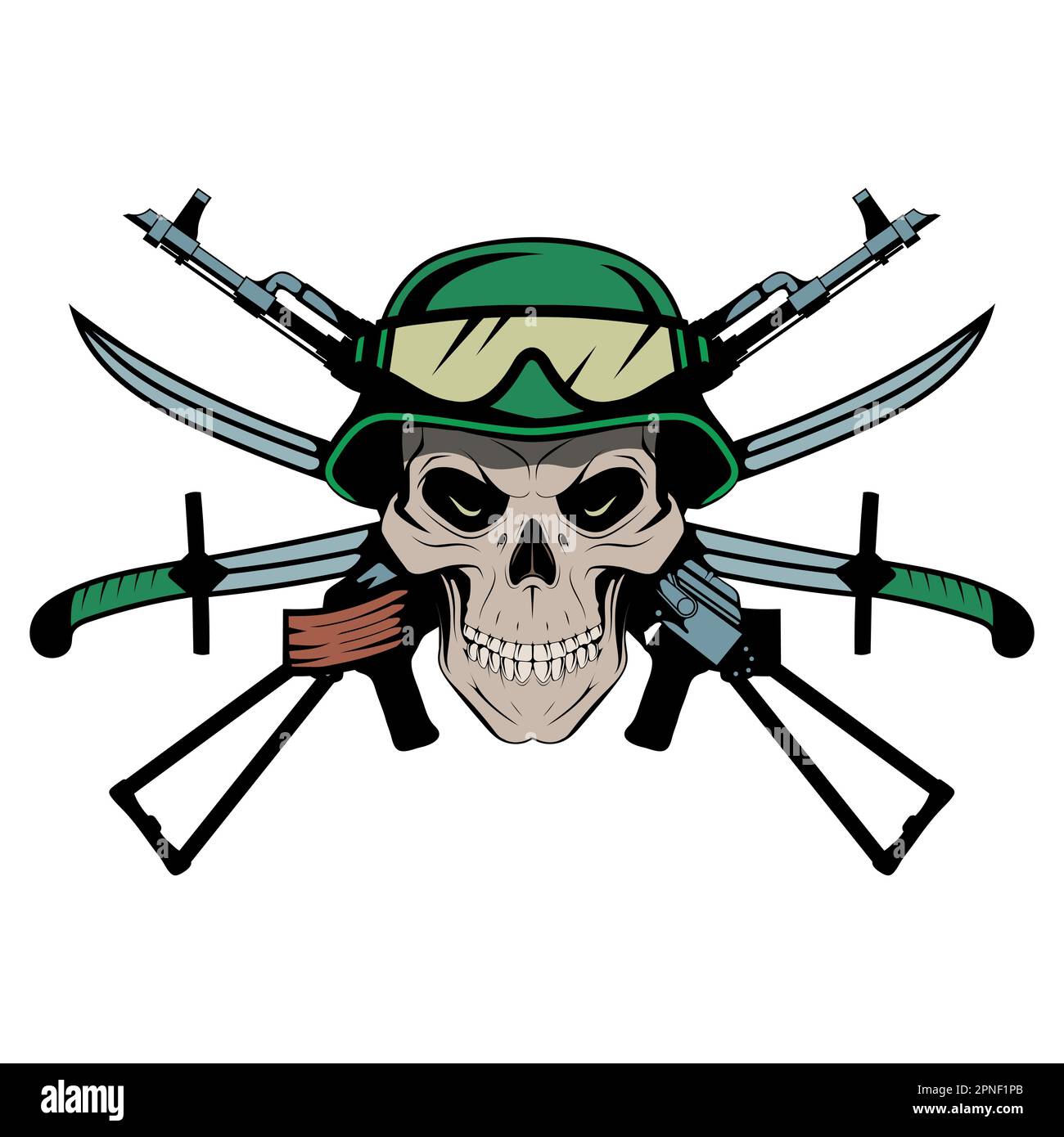 Skull in a helmet. Vector illustration of a human head. Warrior skull ...