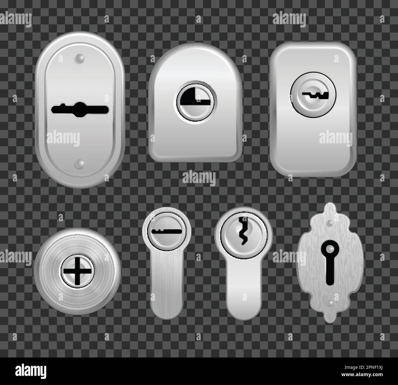 Realistic keyholes icon set keyholes for different door sizes on ... Realistic keyholes icon set keyholes for different door sizes on ...