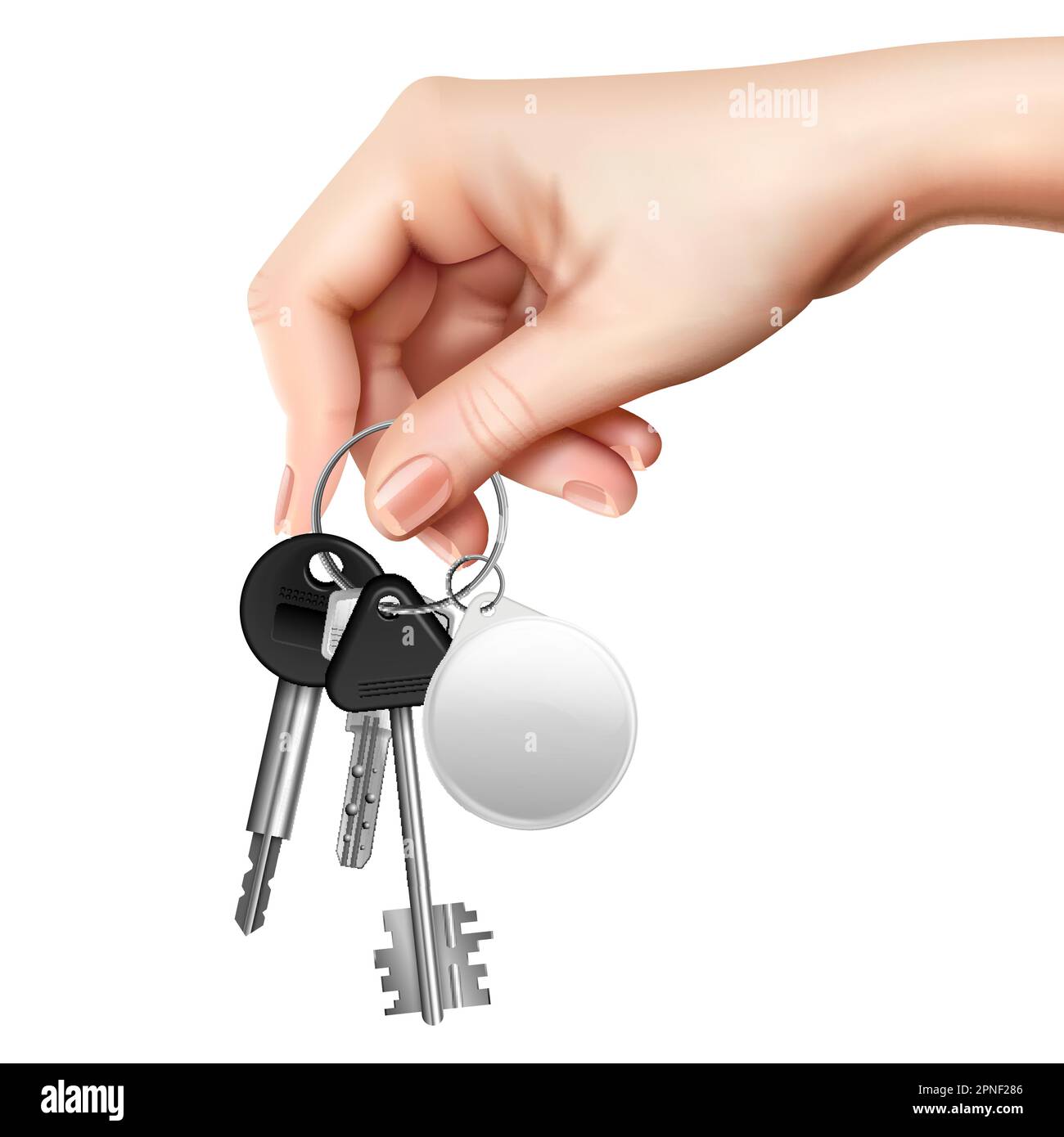 Hand holds key keychain Stock Vector Images - Alamy