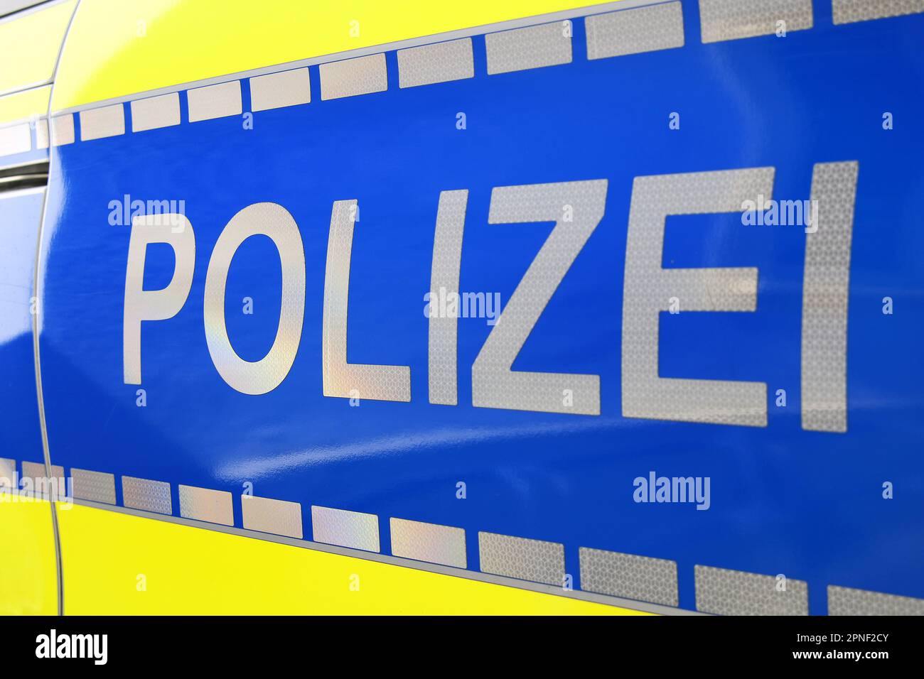 word Polizei, police, on a police car, Germany Stock Photo - Alamy