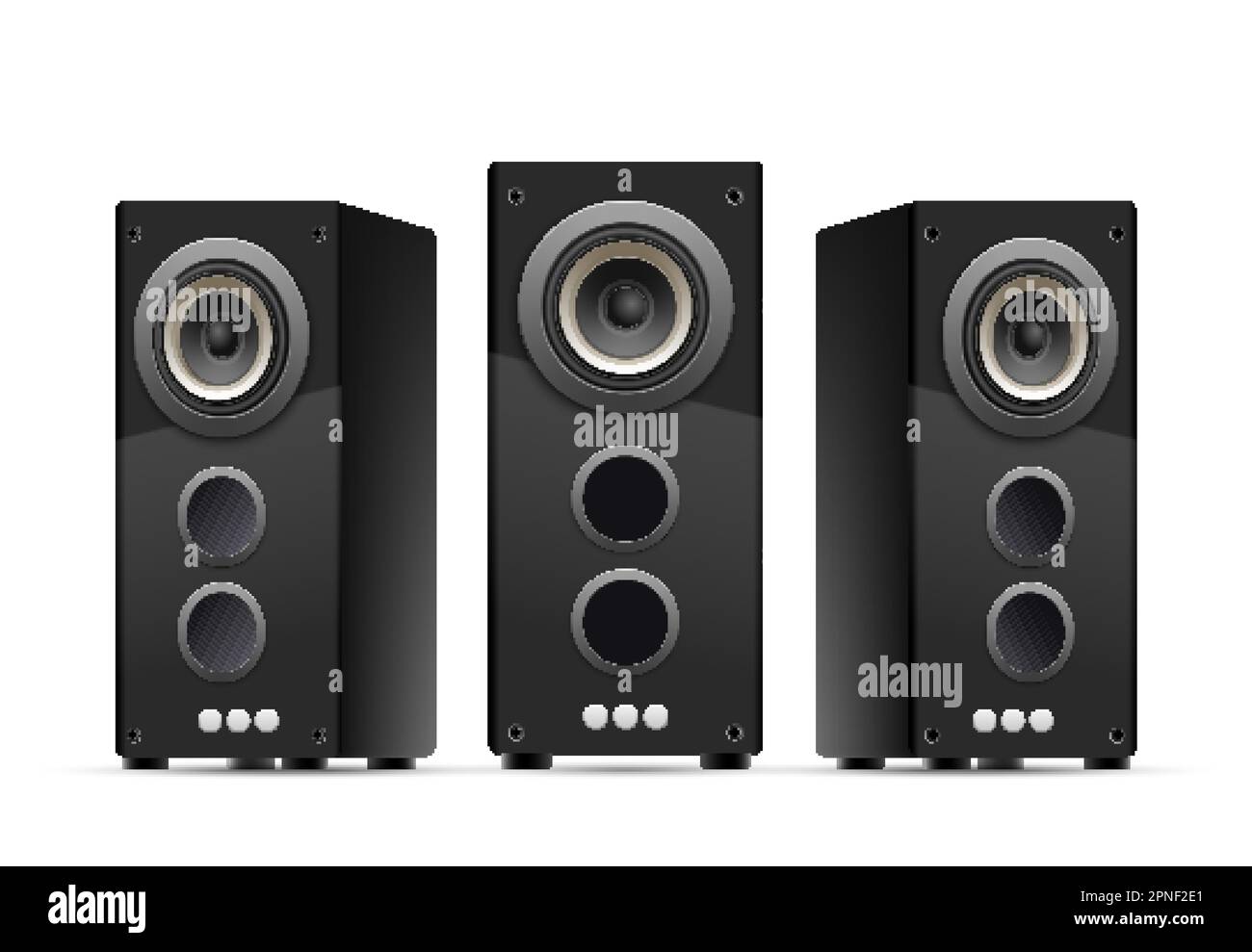 Isometric Isolated Sound Speakers Concept Three Large Speakers On The