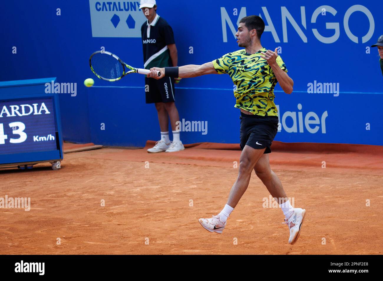 Barcelona, Spain. 18th Apr, 2023. Carlos Alcaraz in action during the ...