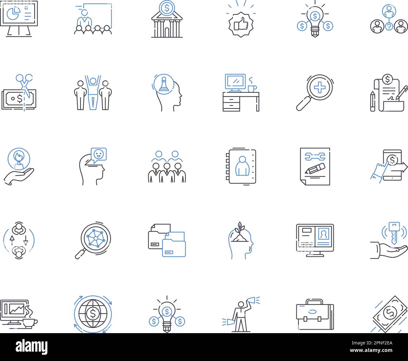 Procurement process line icons collection. Sourcing, Bidding ...