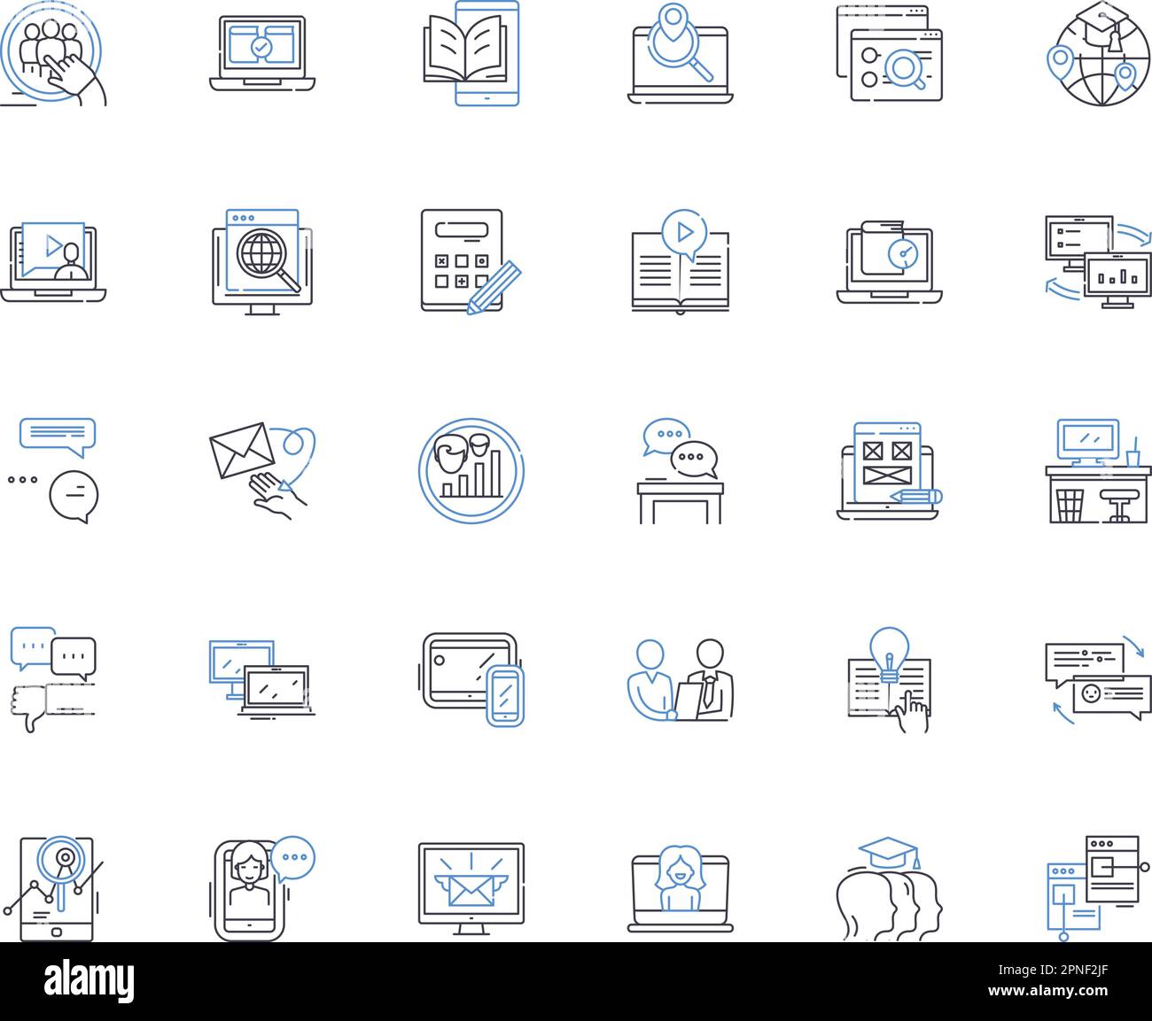 Distance education line icons collection. E-learning, Remote, Virtual ...