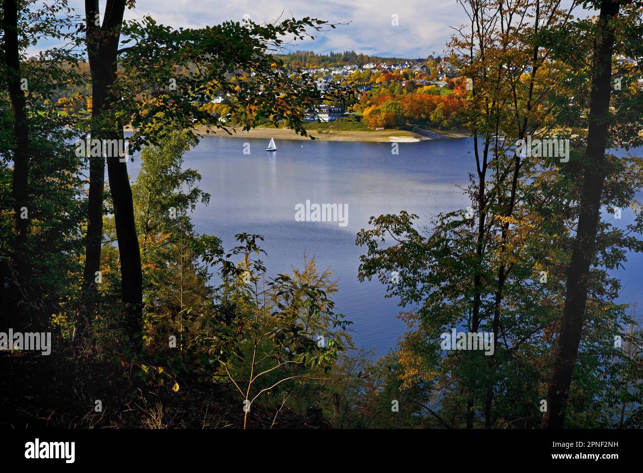 Sorpe reservoir, Germany, North Rhine-Westphalia, Sauerland, Sundern ...