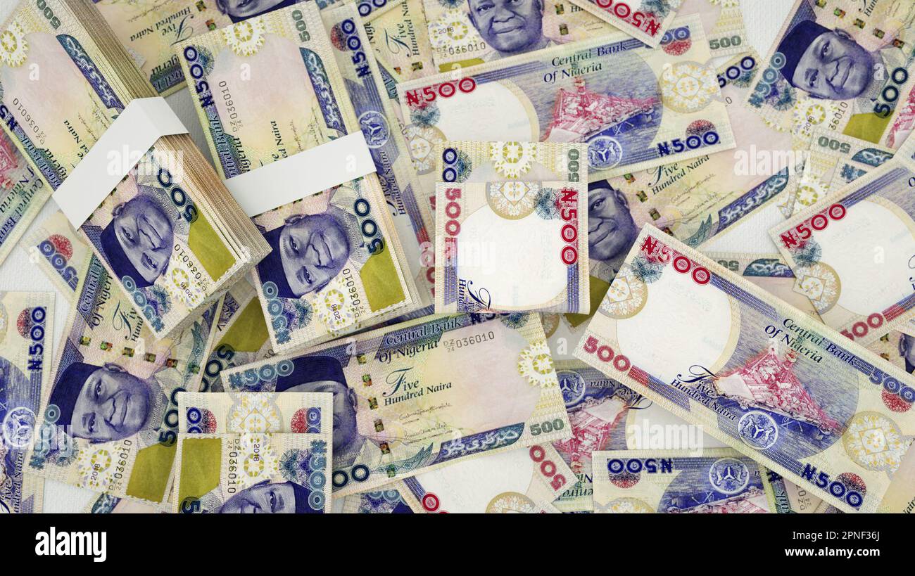 3D rendering of Nigerian naira notes spread on surface Stock Photo - Alamy