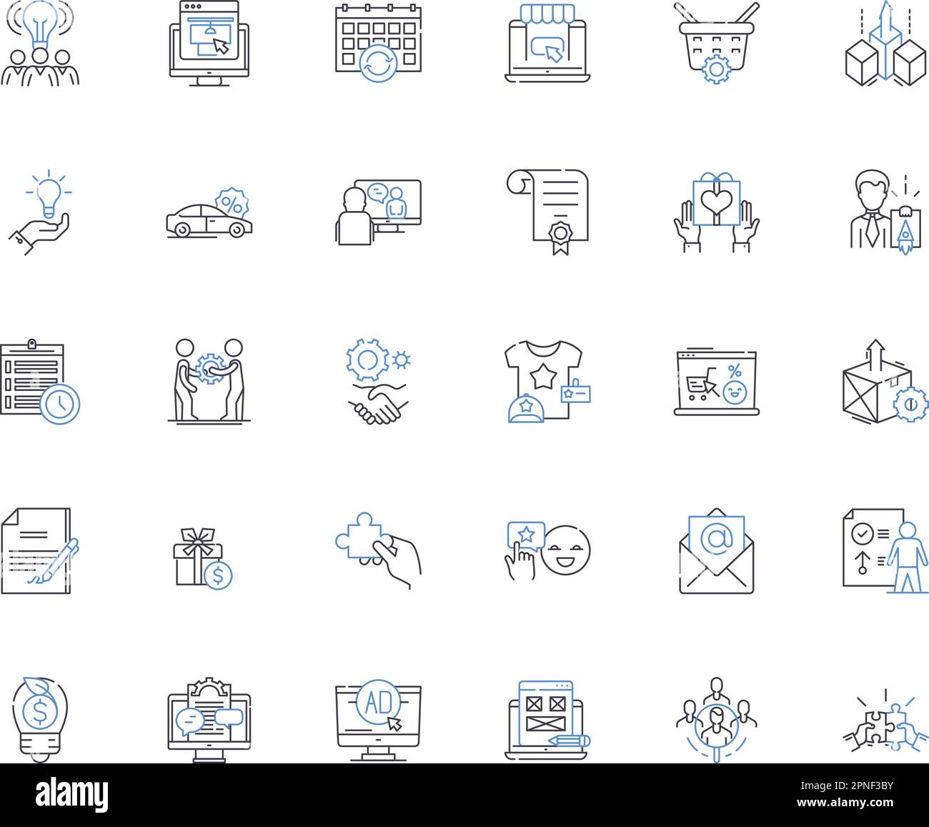 Promotions agency line icons collection. Marketing, Advertising ...