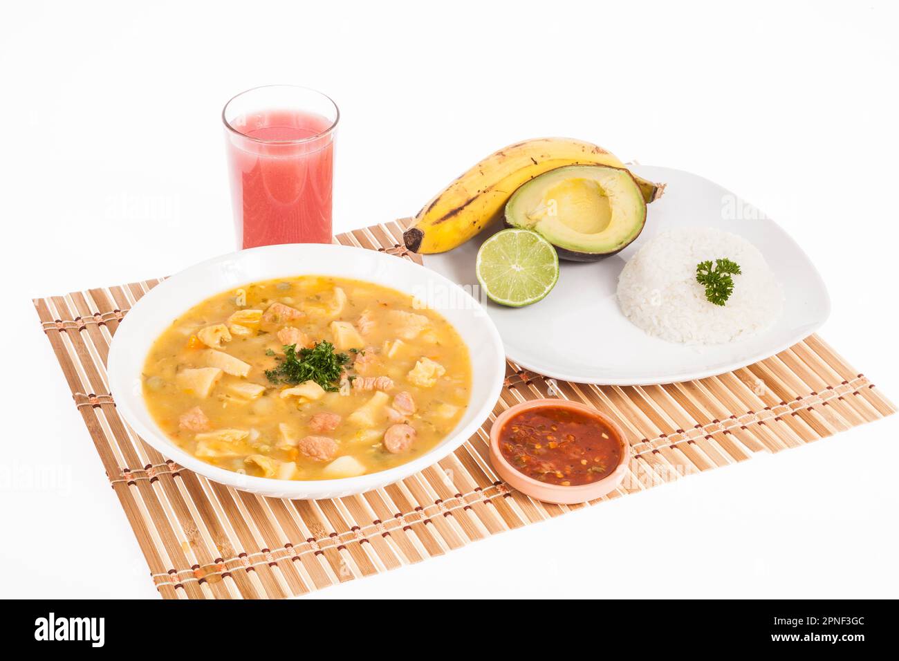 Tasty Typical Colombian Food; Mondongo Of Soup With Avocado, Banana ...