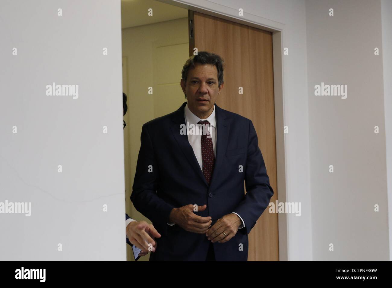Fernando Haddad Minister of Finance of Brazil portait at press ...