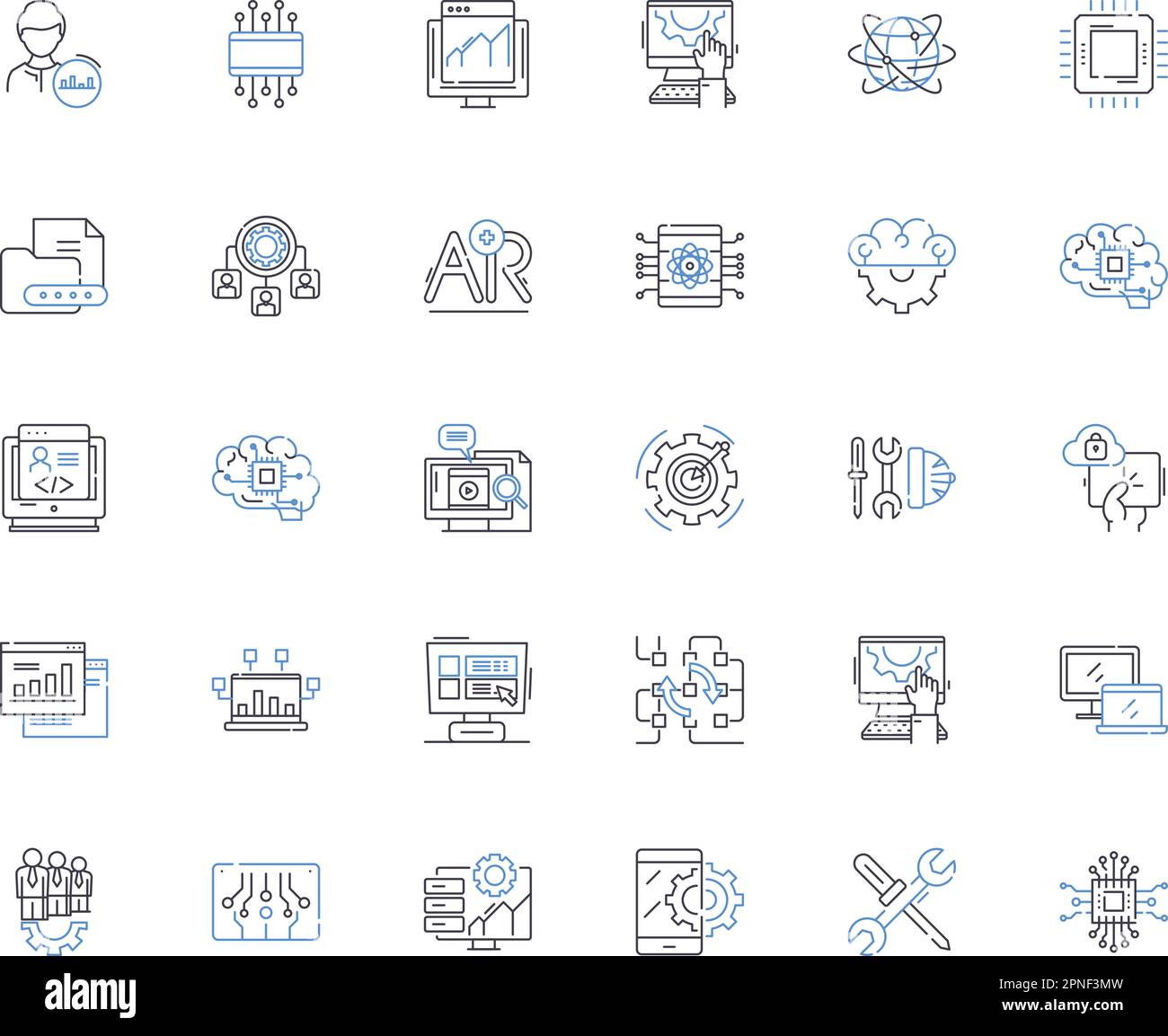 System Line Icons Collection Integration Automation Optimization
