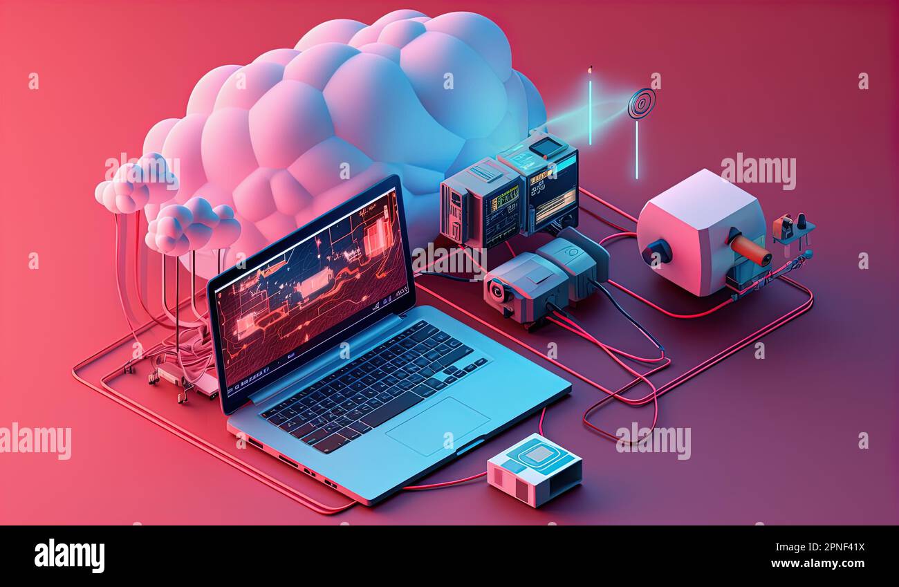The Future of Connectivity Industrial Neon Networks Stock Photo - Alamy