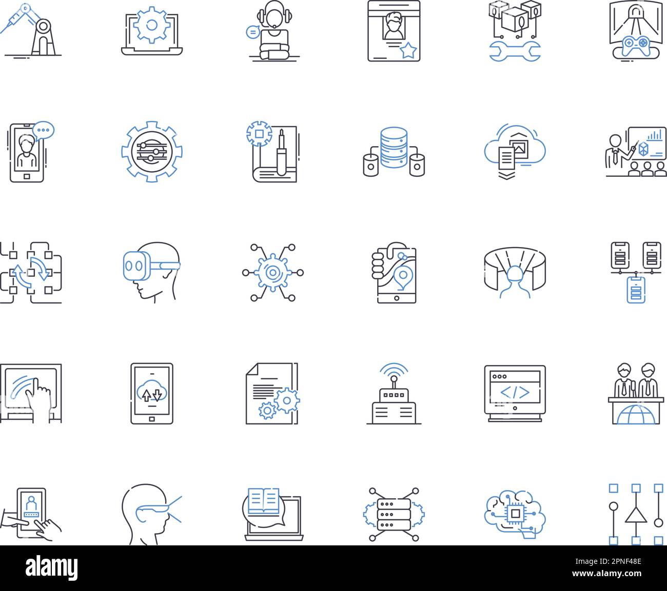 Virtual reality line icons collection. Immersion, Simulation, Headset, Experience, Oculus ...