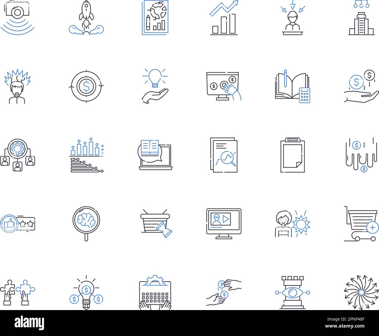 Campaign Strategy Line Icons Collection Planning Execution Logistics