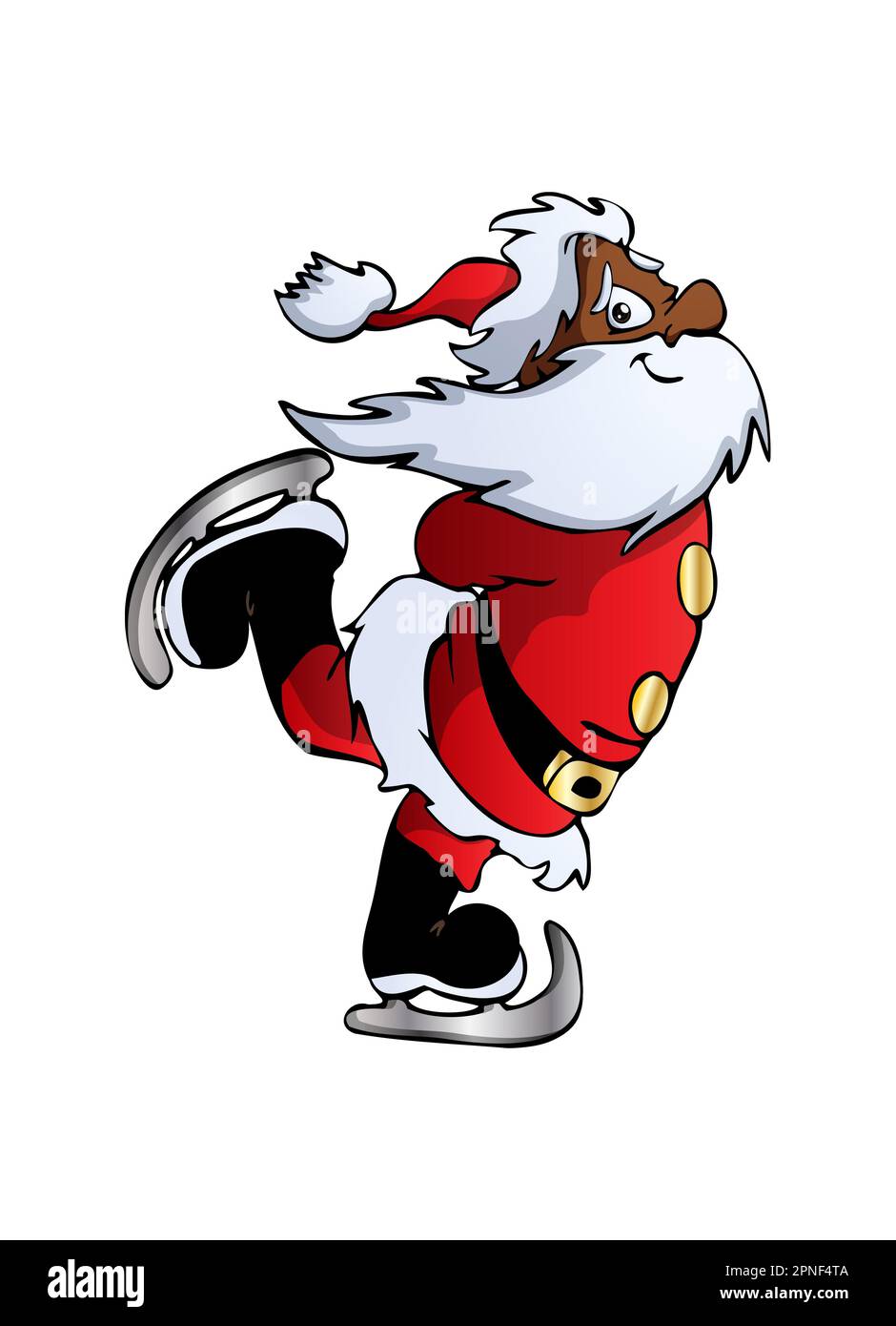 illustration of a black Santa Claus playing ice skating on isolated ...