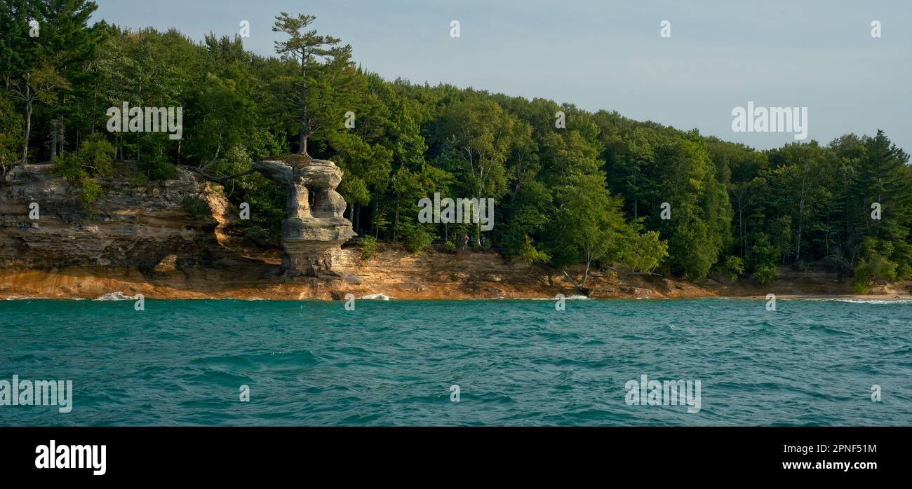 Chapel Rock on the Pictured Rocks National Lakeshore on Lake Superior ...
