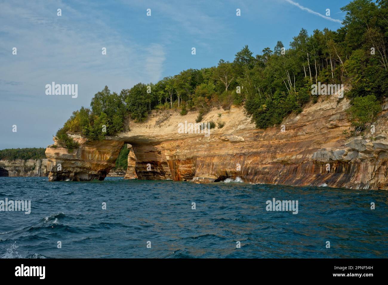 Rock arch under Lovers Leap at the Pictured Rocks National Lakeshore ...