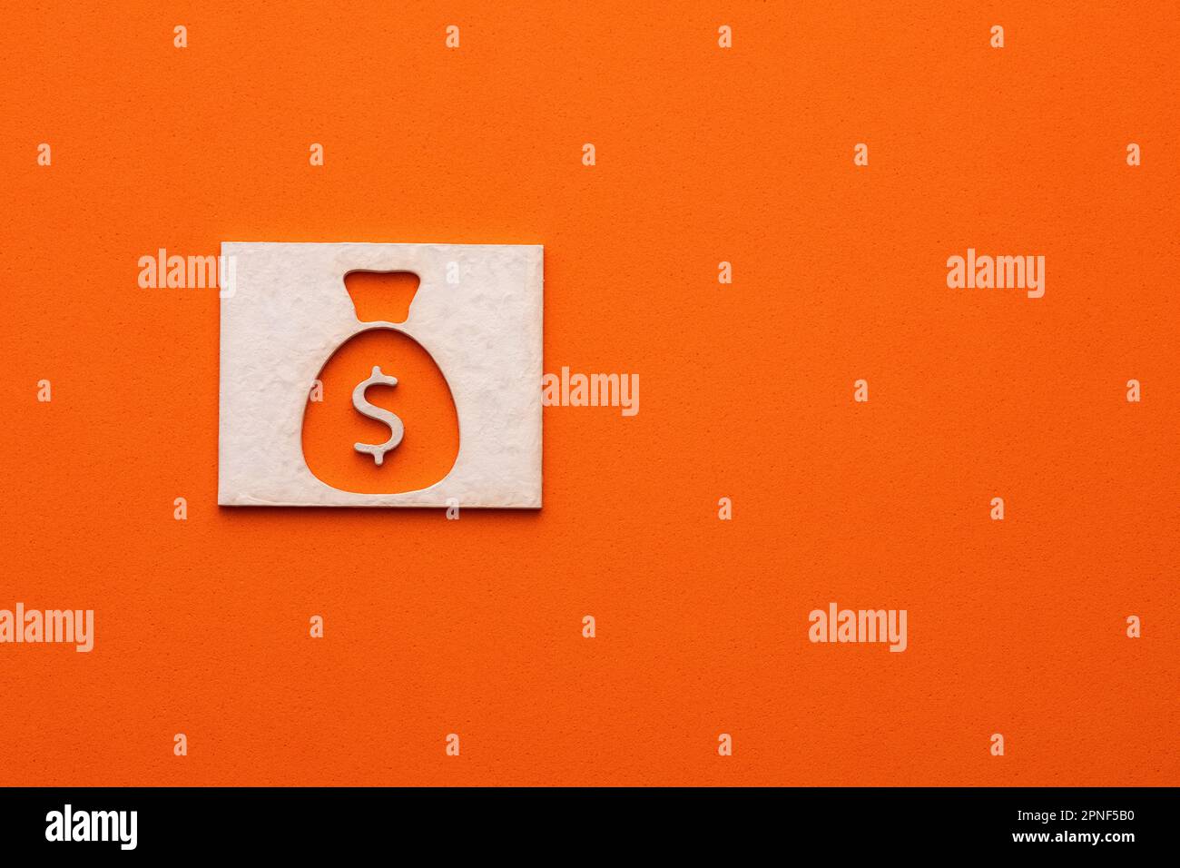 White money bag on orange color background - money bag icon with a ...