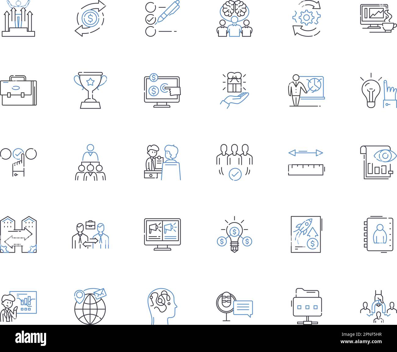 Progression line icons collection. Growth, Advancement, Development, Improvement, Movement ...