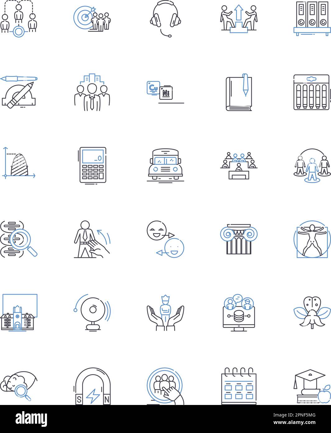 Teaching pupils line icons collection. Instruction, Pedagogy, Classroom ...