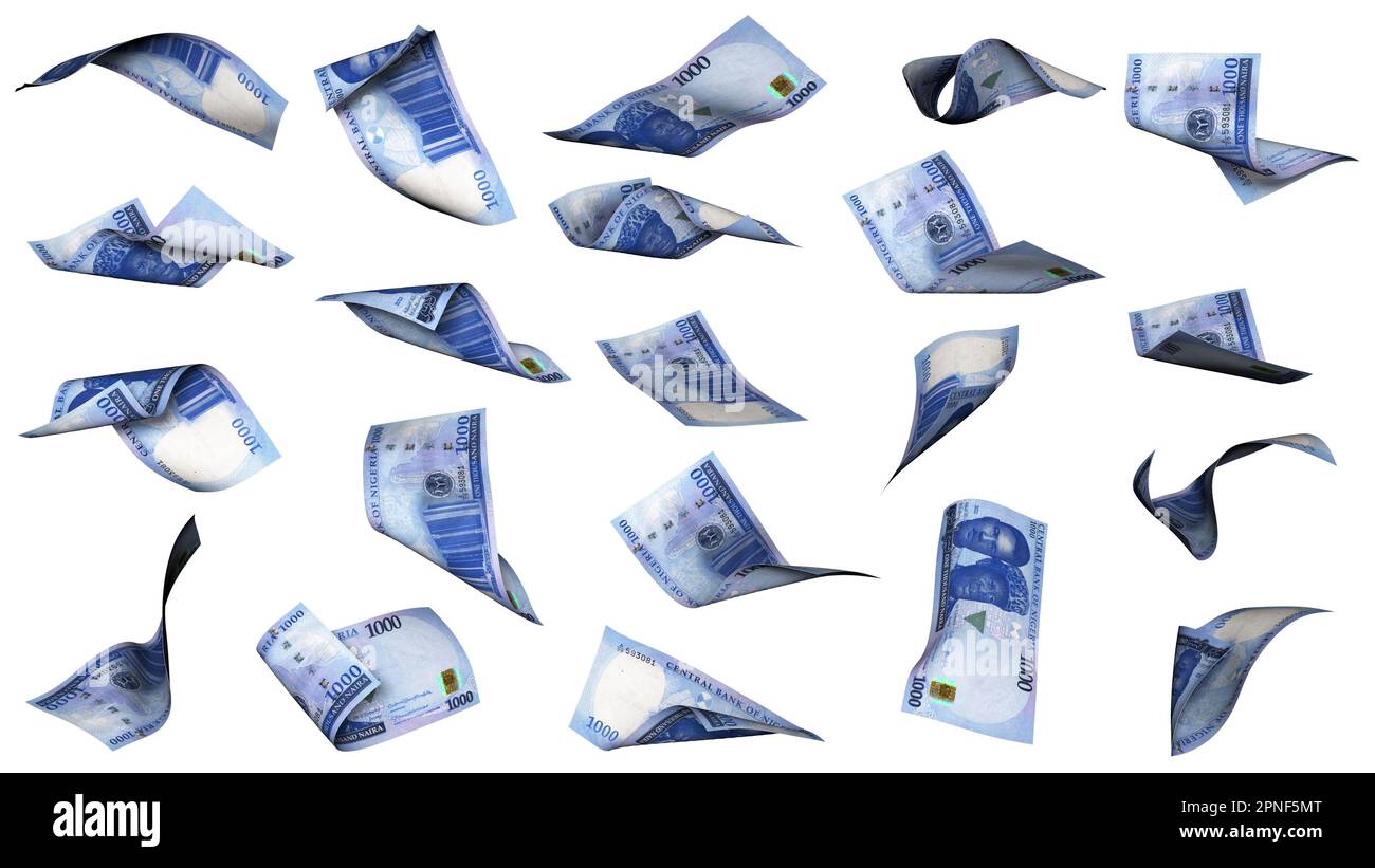 3d Rendering Of 1000 Nigerian Naira Notes Flying In Different Angles And Orientations Isolated
