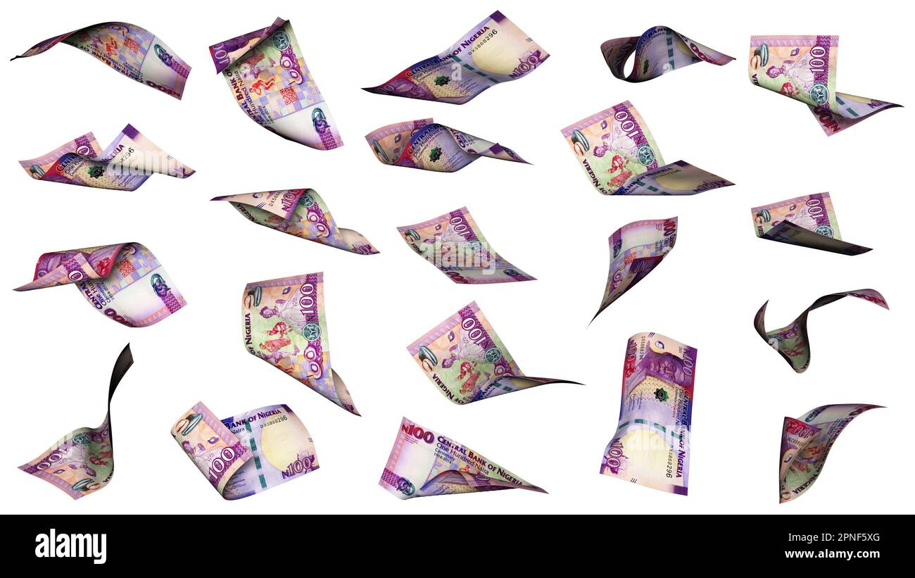 3d Rendering Of 50 Nigerian Naira Notes Flying In Different Angles And Orientations Isolated On