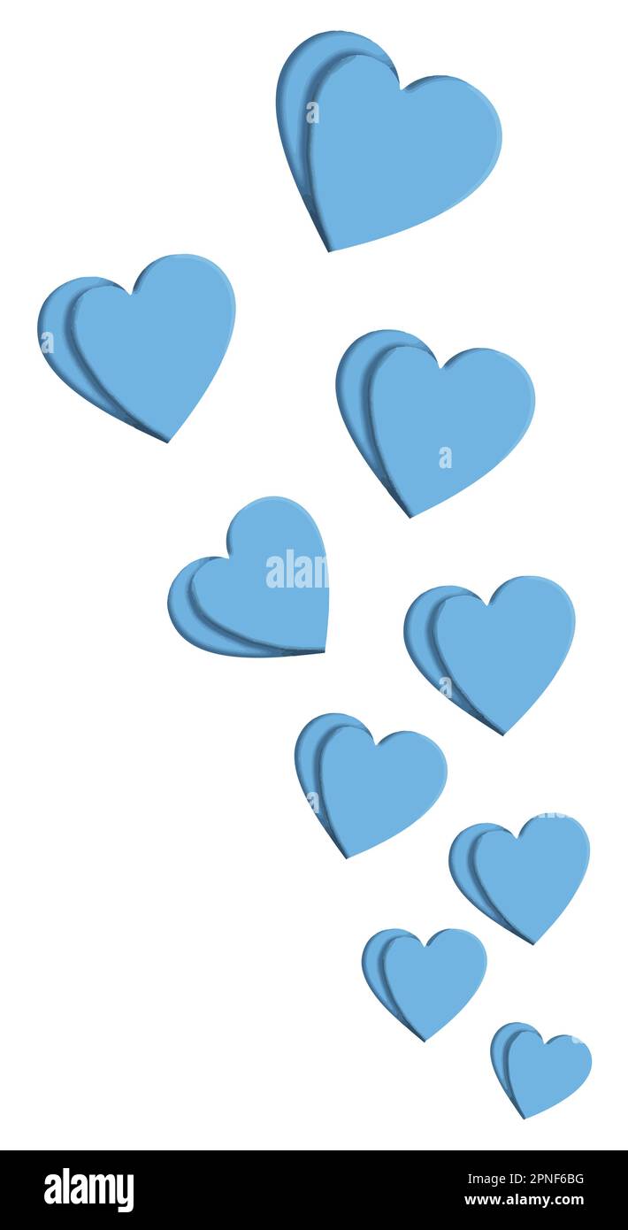 Baby blue paper hearts float on the page in this vector image Stock ...