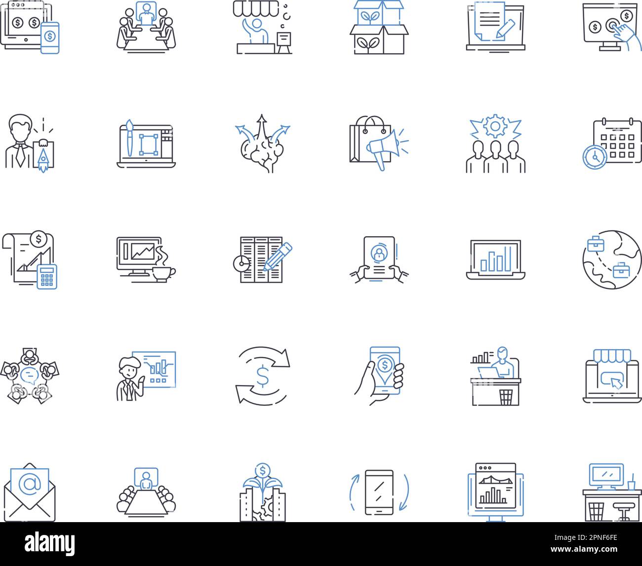 Company launch line icons collection. Unveiling, Beginning, Kickoff, Introduction, Start, Debut ...