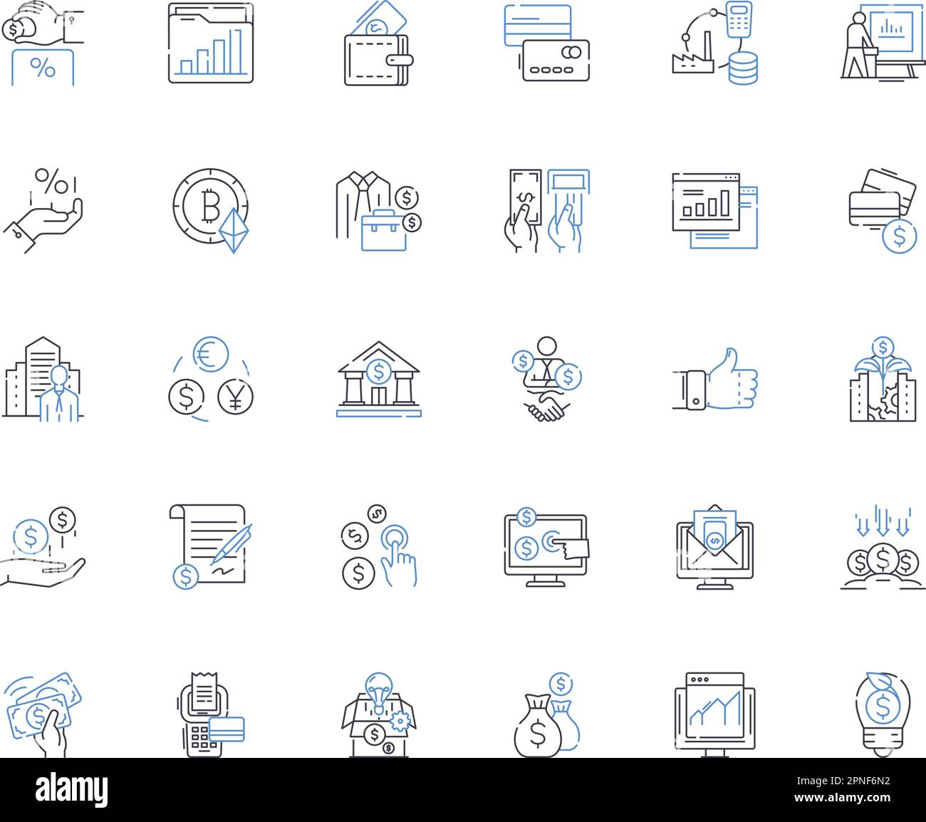 Investment concept line icons collection. Portfolio, Returns, Stocks ...