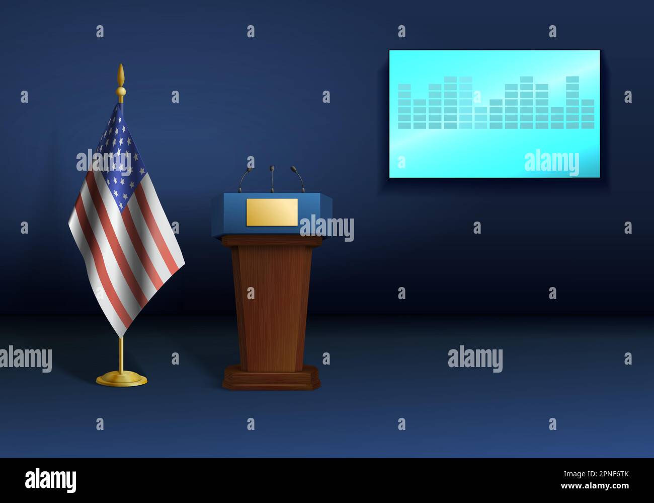 Elections voting realistic composition with indoor stage view american ...