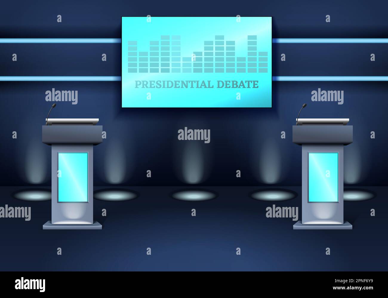Elections voting realistic composition with indoor view of studio for ...