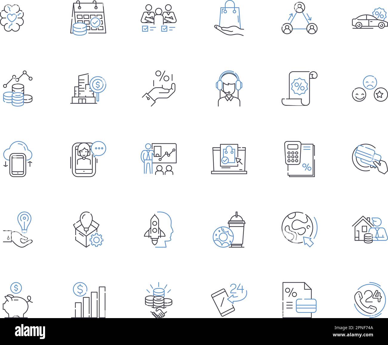 Business strategy line icons collection. Analysis, Integration, Growth ...