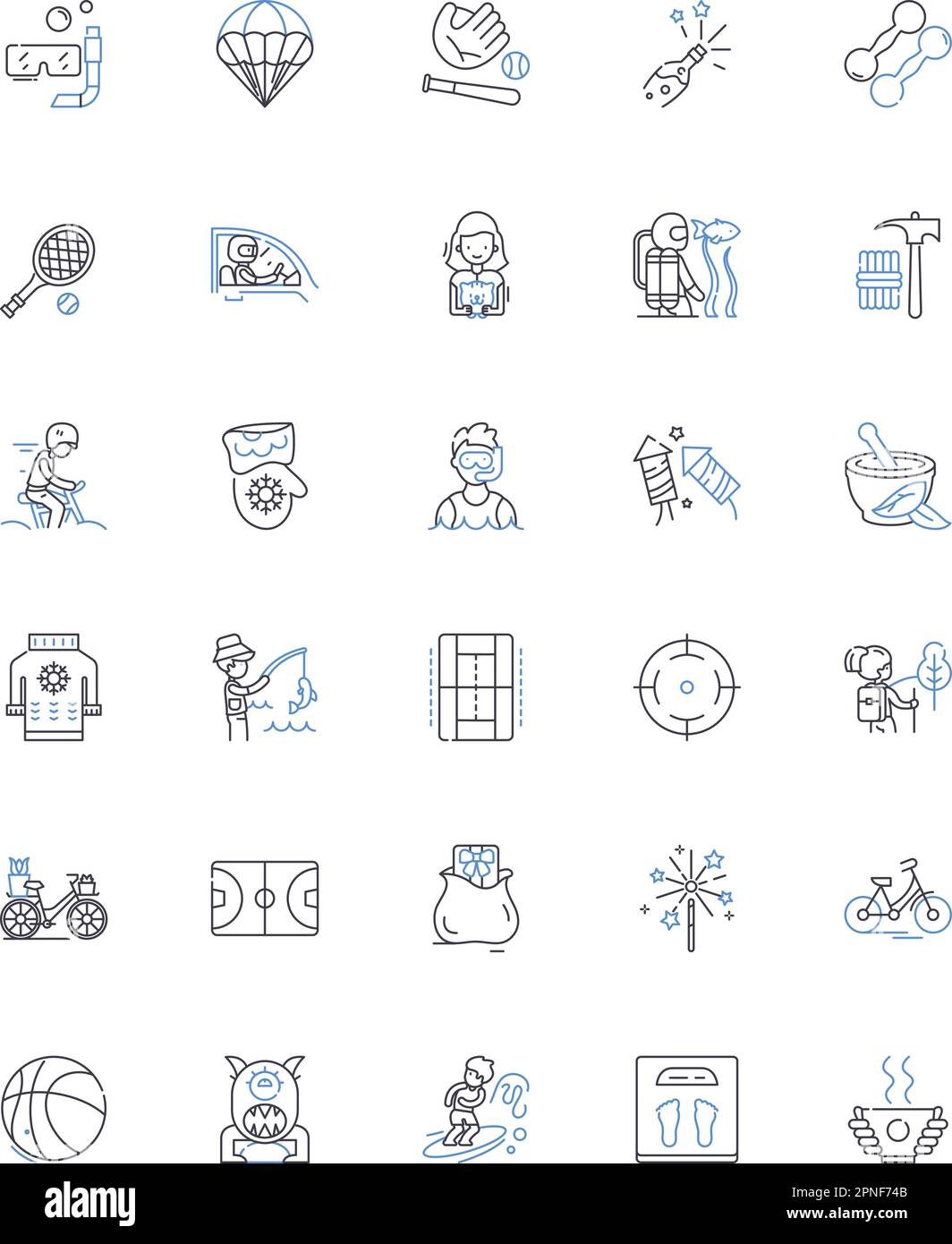 Sundays and physical recreation line icons collection. Jogging ...