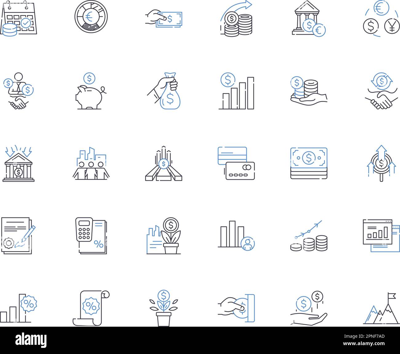 Economic sector line icons collection. Industry, Manufacturing ...