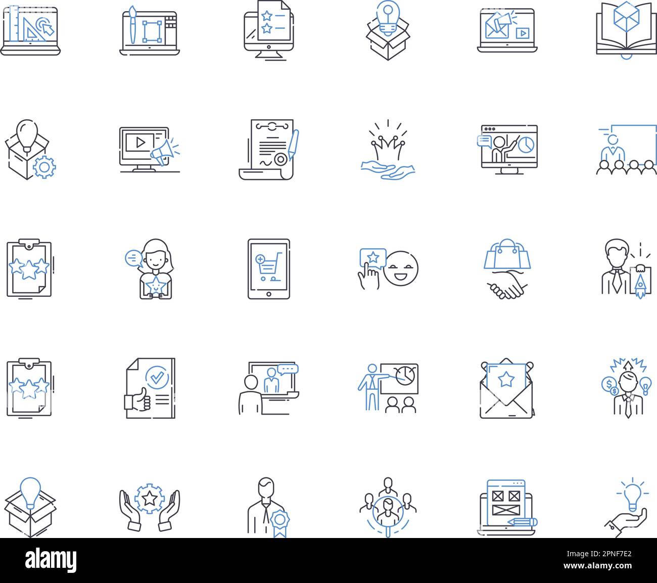 Sales concept line icons collection. Pitching, Closing, Prospecting ...