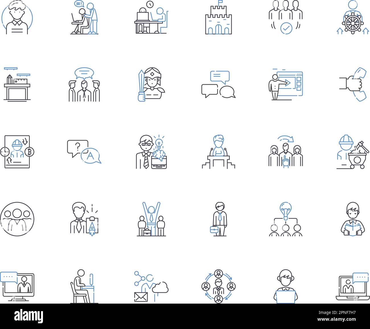 Project Office Line Icons Collection Collaboration Planning Execution Management Tracking