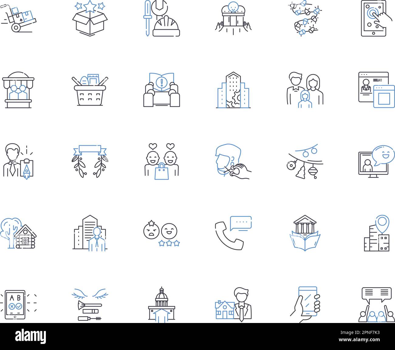 Metropolis living line icons collection. Bustling, Crowded, Urban ...