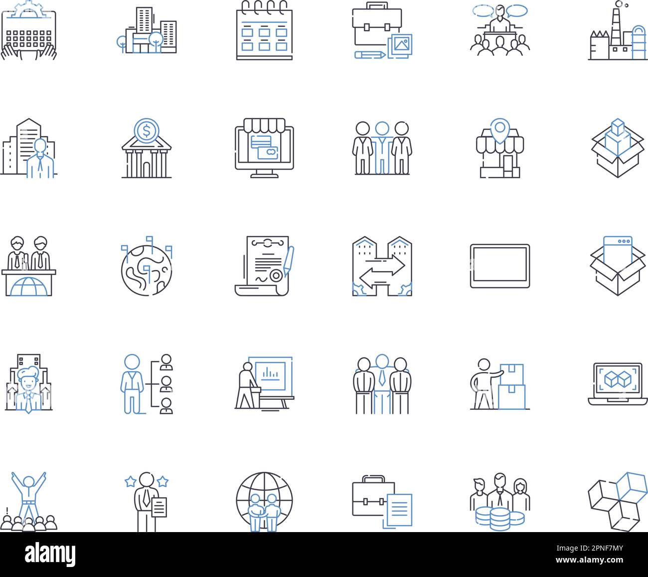 Corporate blueprint line icons collection. Strategy, Planning, Vision ...