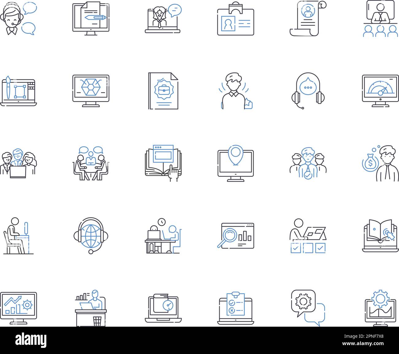 Virtual enterprise line icons collection. Simulation, Virtualization ...