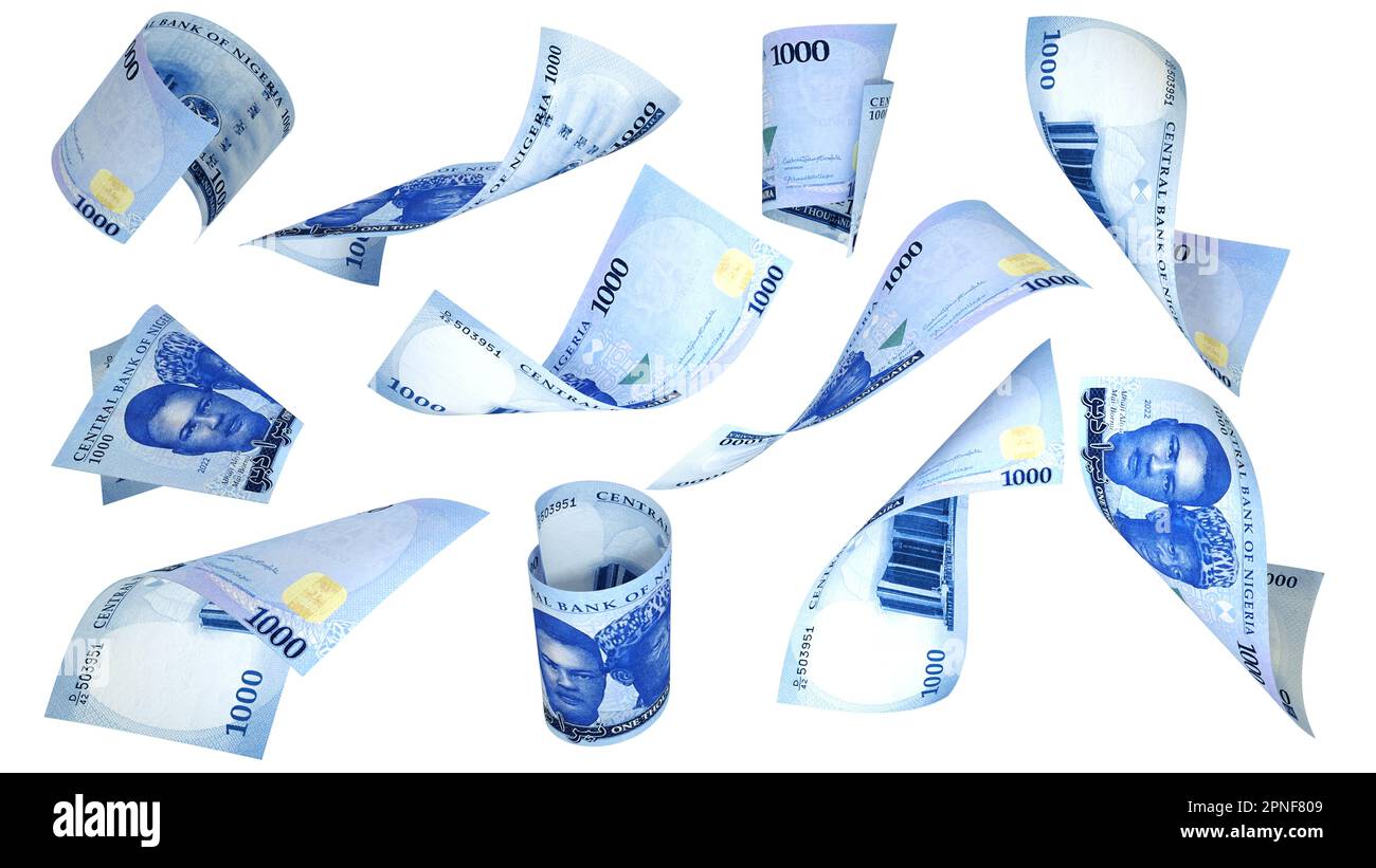 3d Rendering Of New 1000 Nigerian Naira Notes Flying In Different Angles And Orientations