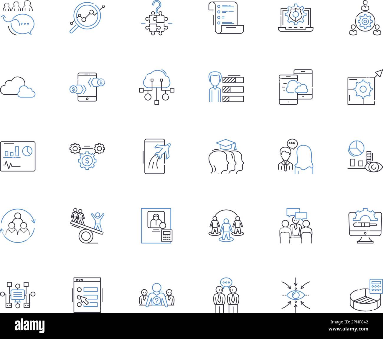 Project coordination line icons collection. Collaboration, Planning, Leadership, Communication ...