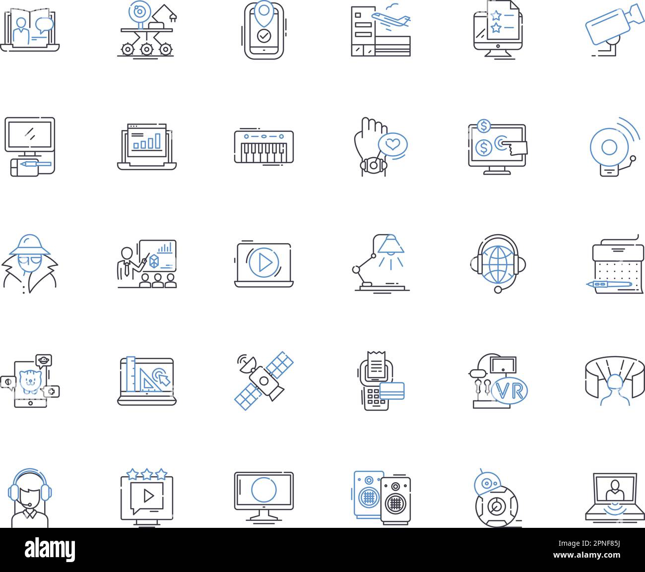 Digital sector line icons collection. Technology , Internet , Mobile ...