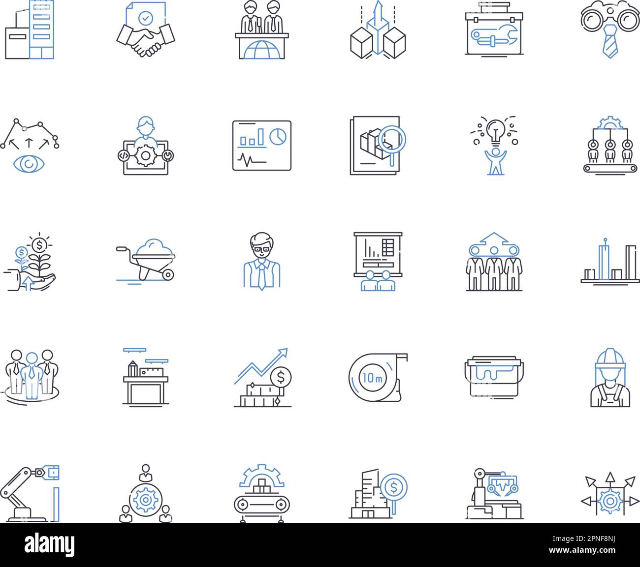 Fabrication enterprise line icons collection. Manufacturing, Assembly ...