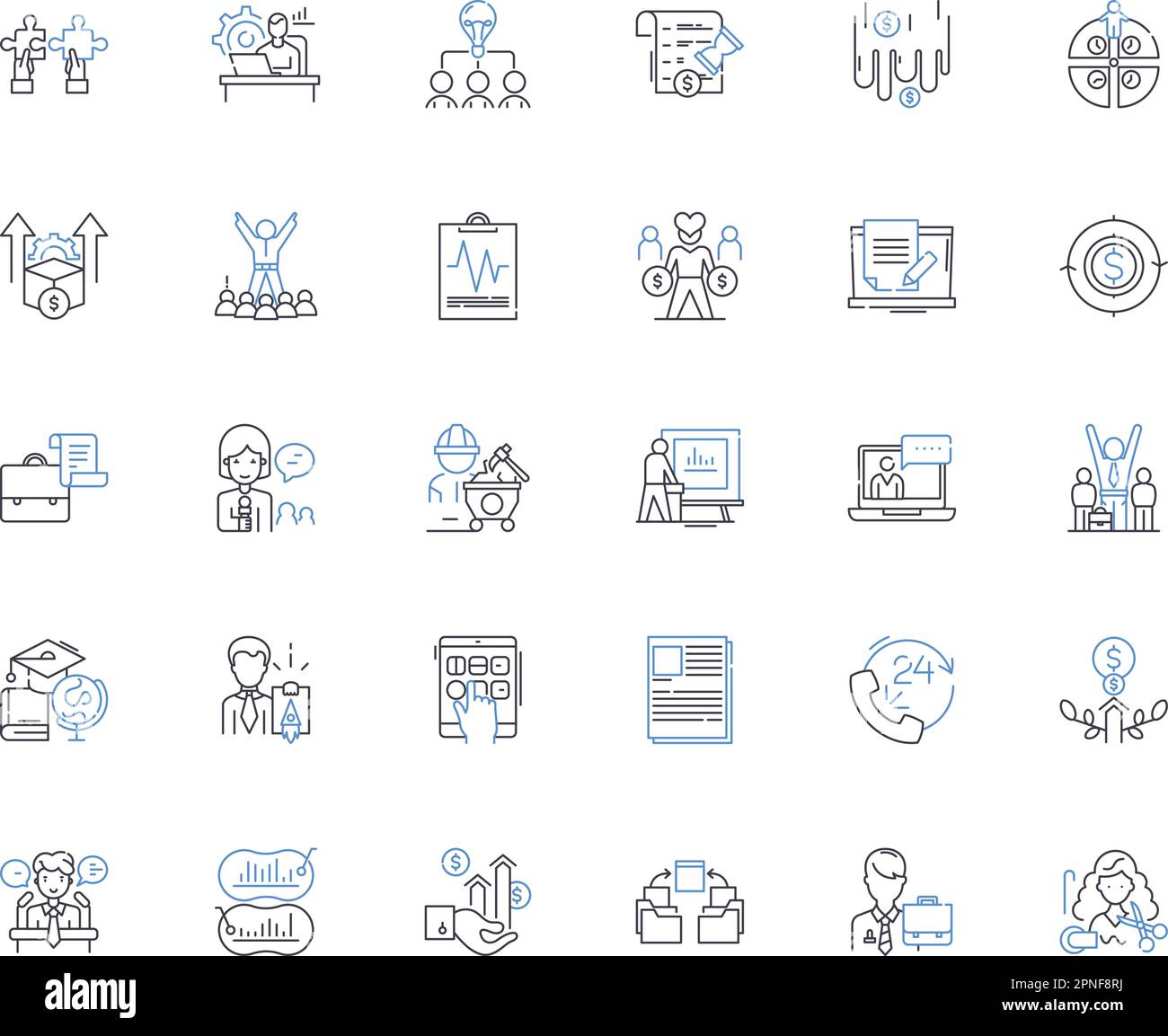 Personnel growth line icons collection. Development Learning Advancement Improvement Progress ...
