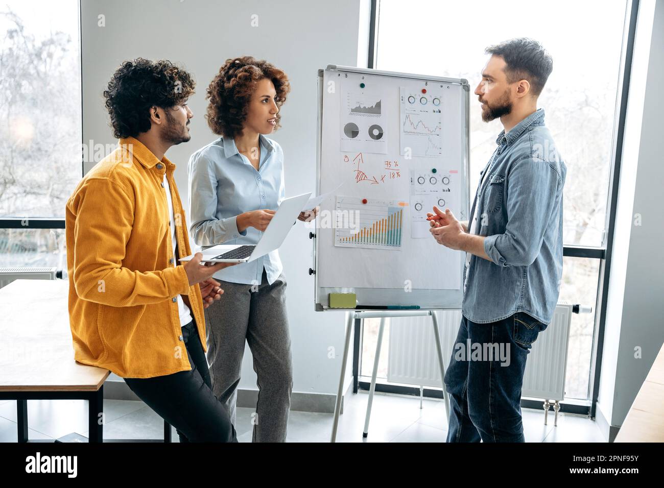 Group work concept. Successful creative colleagues are working together ...