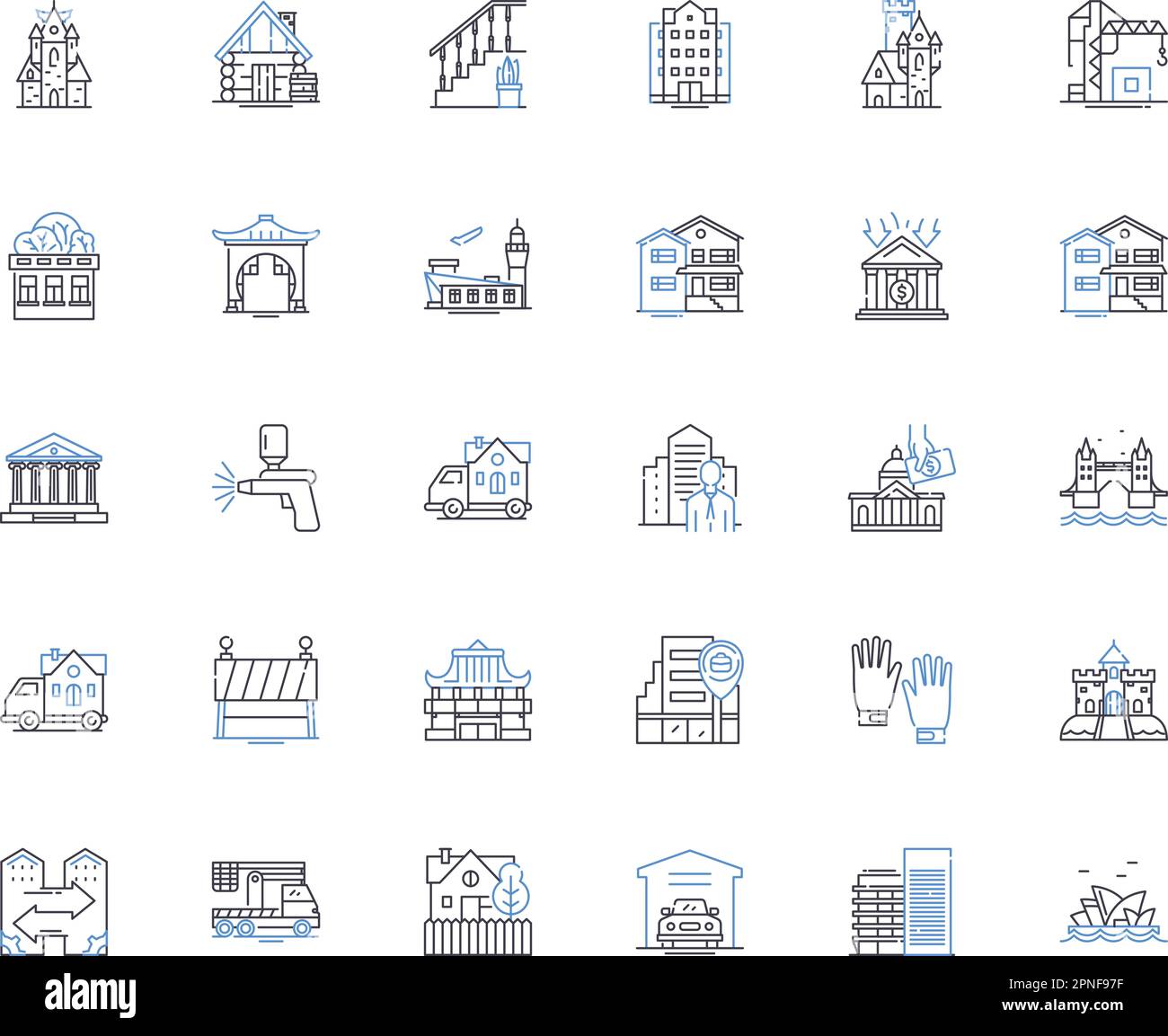 Dwelling and habitation line icons collection. Home, Residence, Abode ...