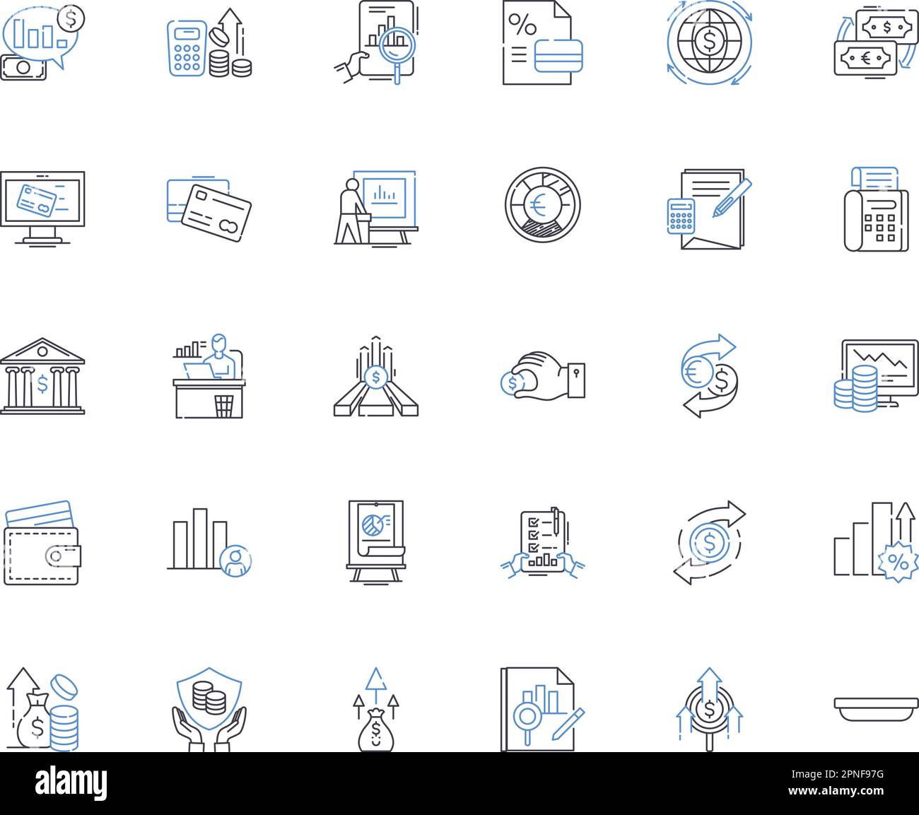 Asset Management Line Icons Collection Portfolio Investment Risk