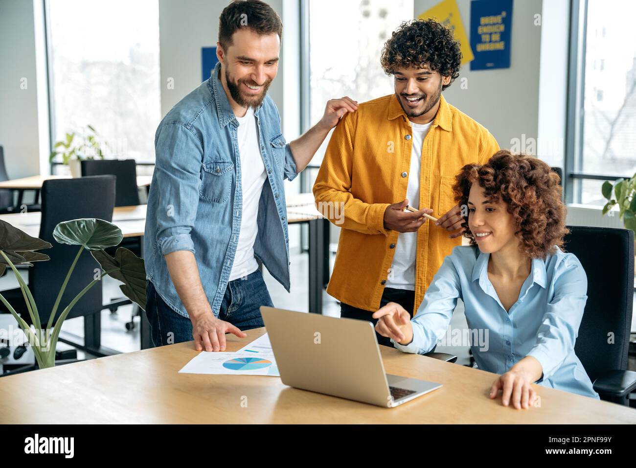 Teamwork. Creative business team, successful people of different ...