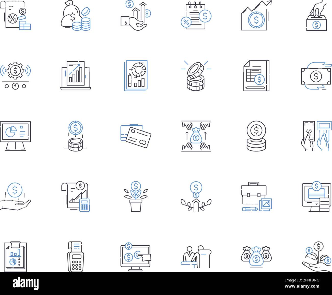 Economics management line icons collection. Inflation, Debt, Budget ...