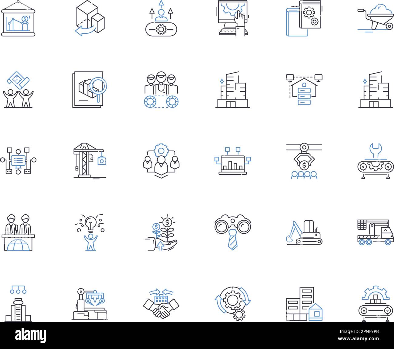 Assembly line line icons collection. Automation, Mass production ... Assembly line line icons collection. Automation, Mass production ...